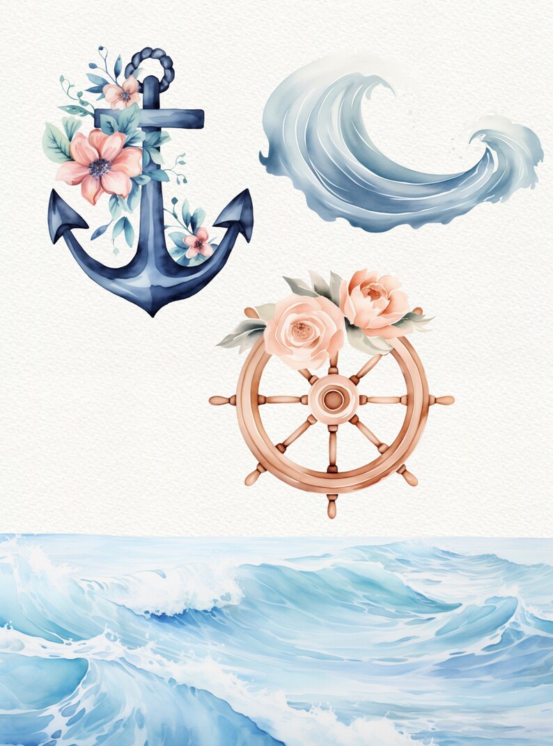 Nautical Clipart, Boho Clipart, Anchor Clipart, Anchor PNG, Ocean ...