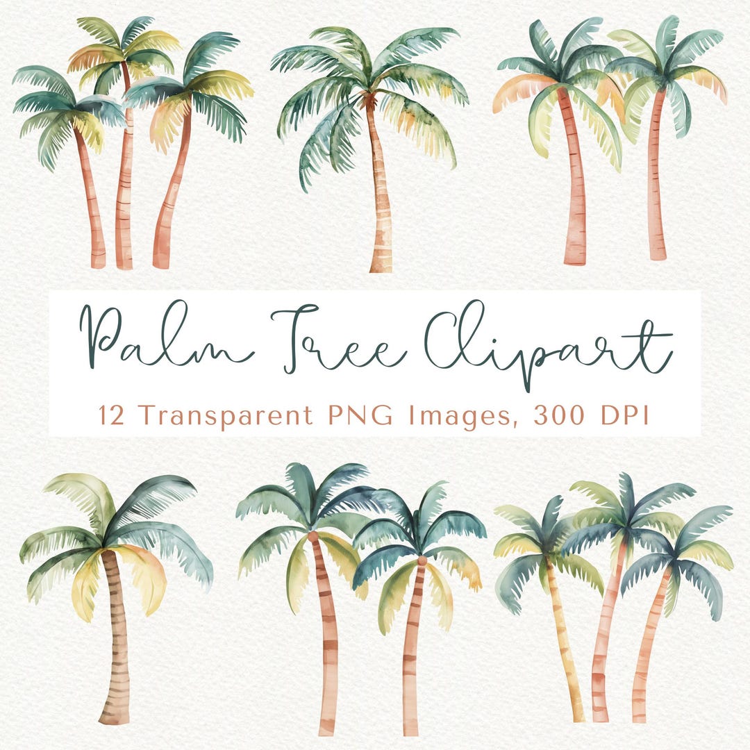 Palm Tree Clipart, Palm Tree PNG, Beach Clipart, Tropical Clipart, Palm ...