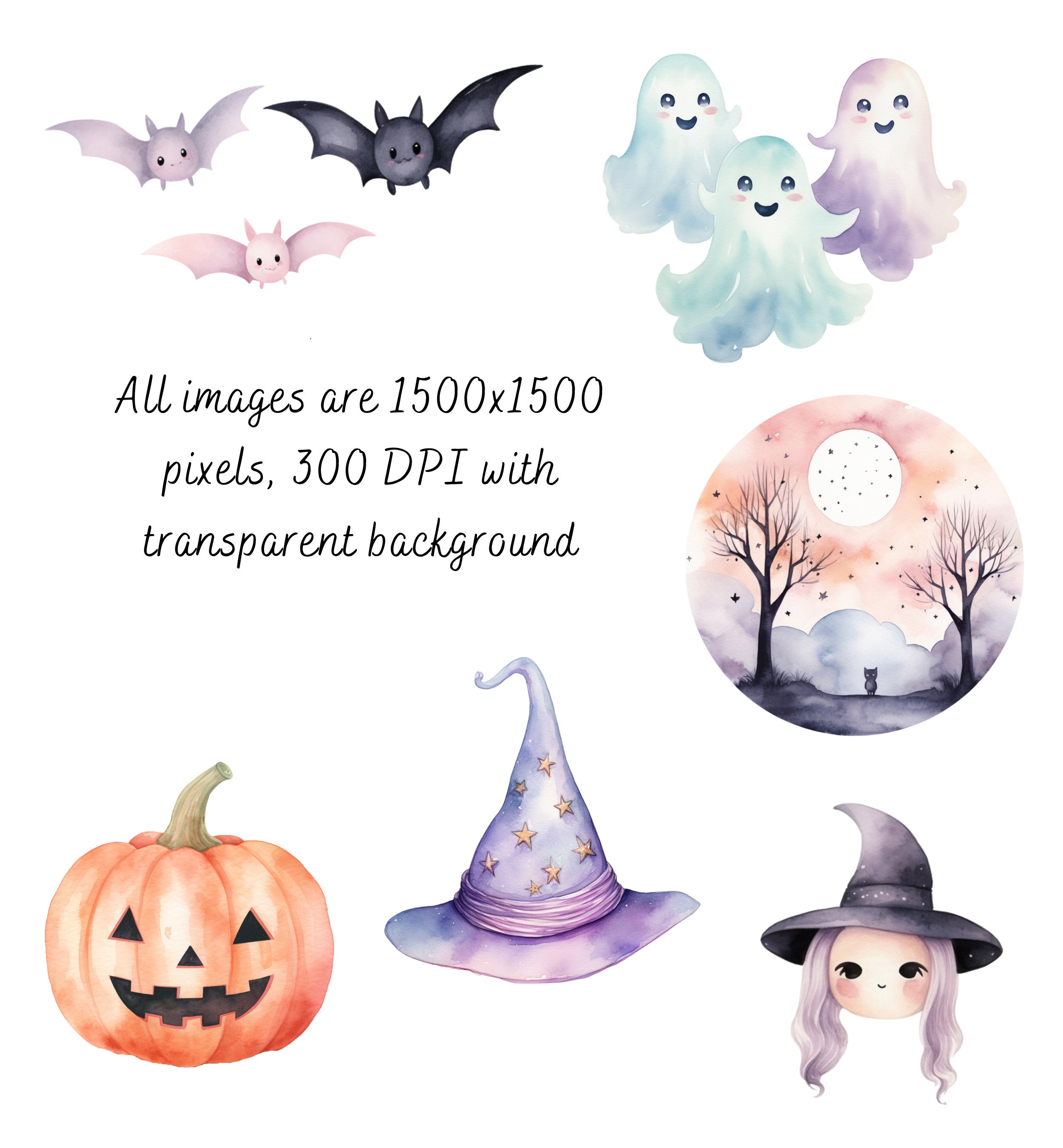 Pastel Halloween Clipart, Clipart Halloween, Pastel Clipart, Ghost ...