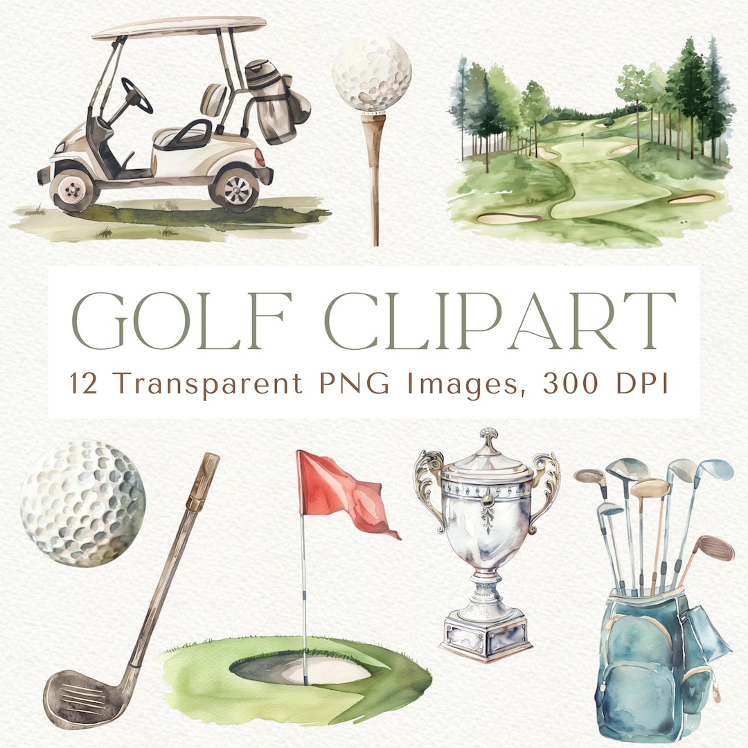 Watercolor Golf Clipart: Sports PNG Images (300 DPI) - Etsy