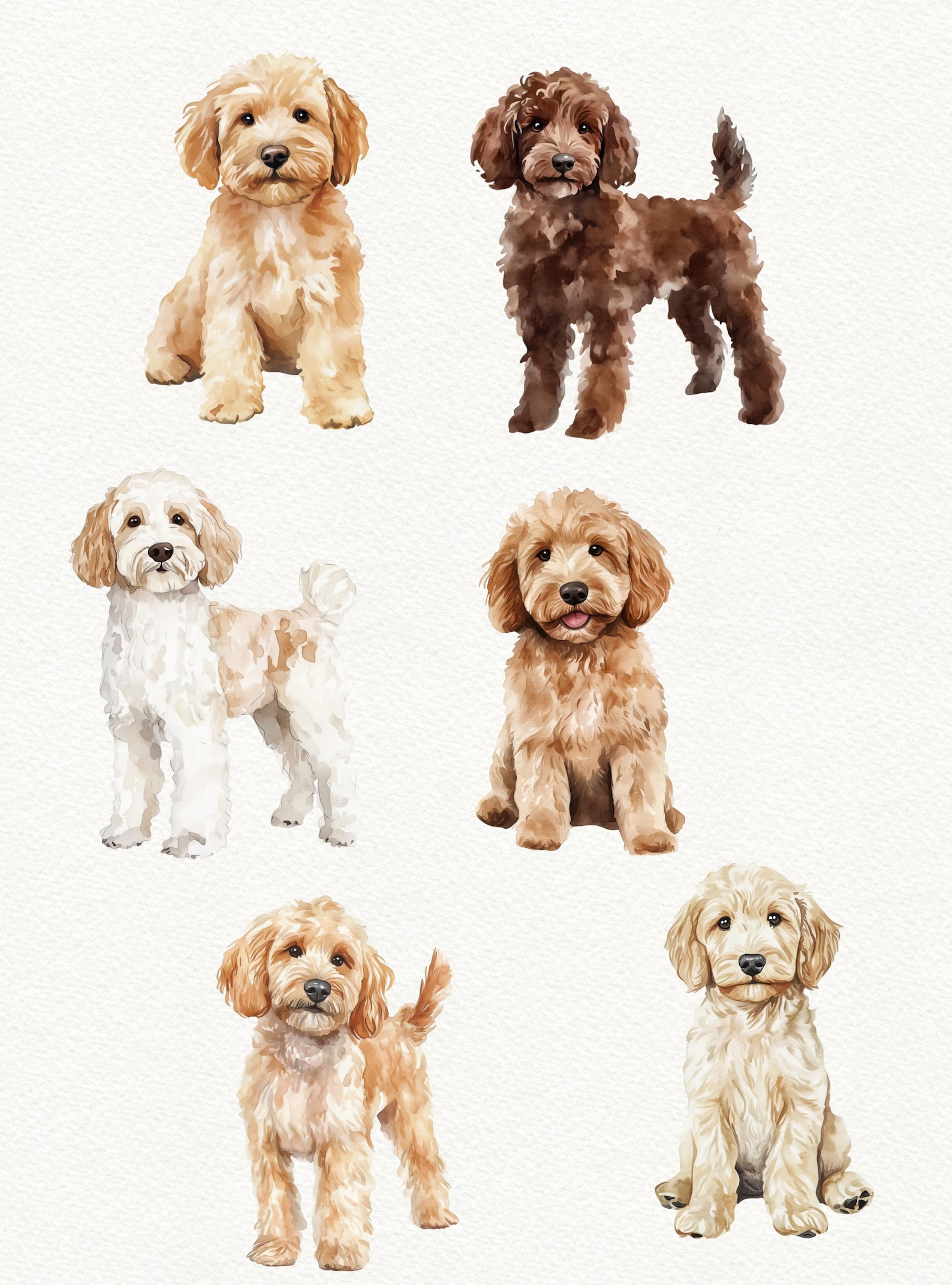 Goldendoodle Watercolor Clipart, 12 Dog PNG Images (digital Download ...