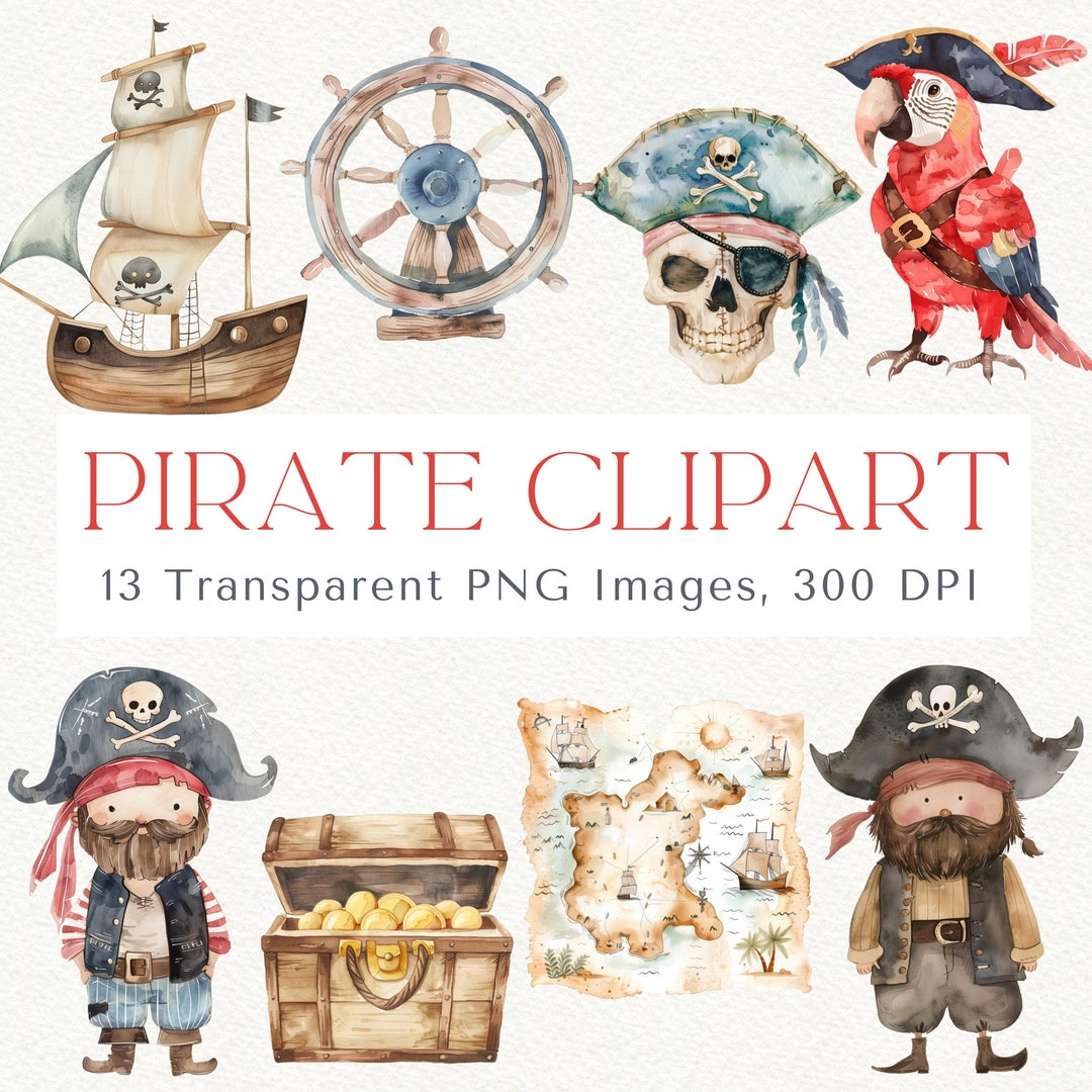 Watercolor Pirate Clipart Set: PNG Images (digital Download) - Etsy