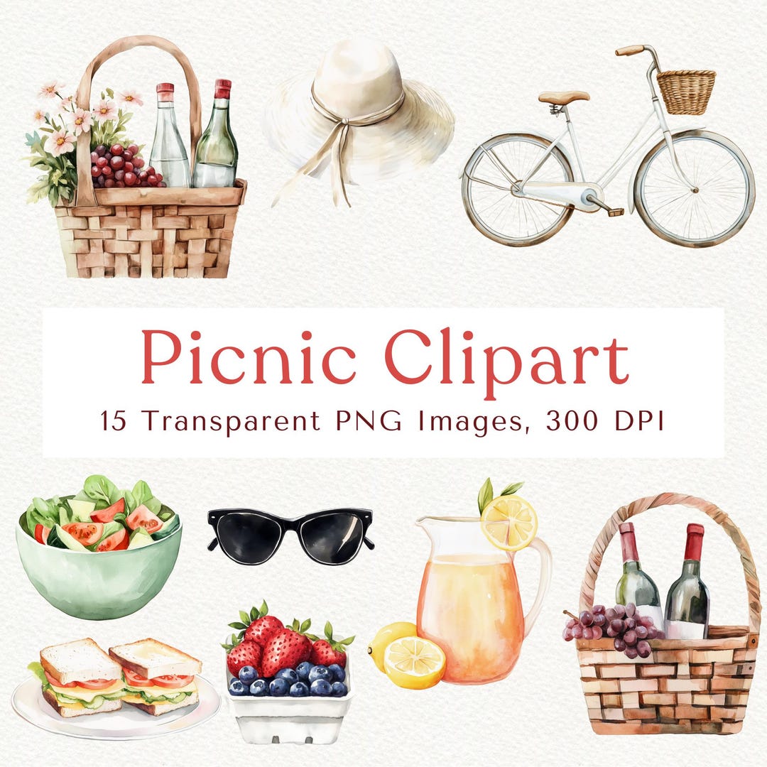 Picnic Clipart: Spring & Summer PNG Images (300 DPI) - Etsy
