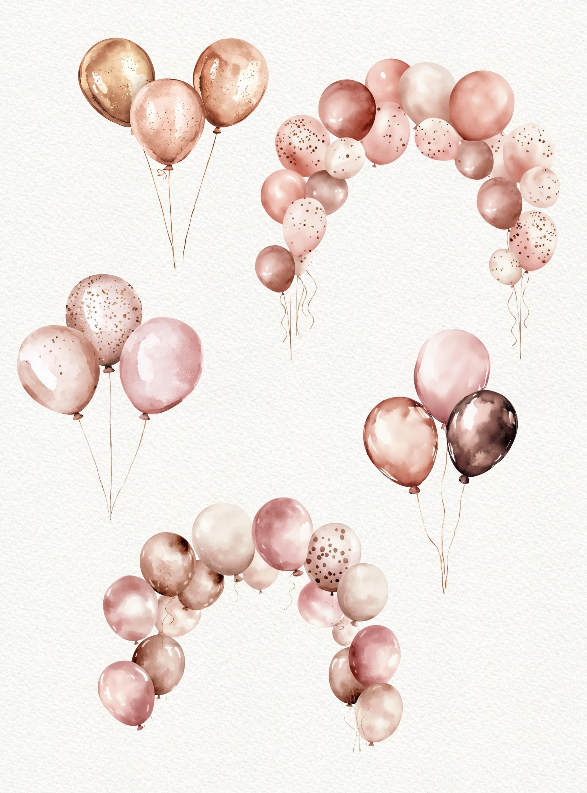 Rose Gold Balloons Clipart: Birthday Party PNG Images (300 DPI) - Etsy