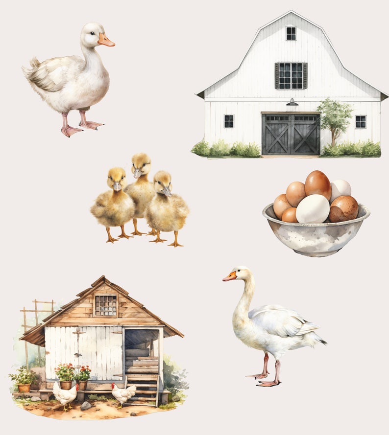 Farm Animals Clipart Farm Watercolor Clipart Barnyard - Etsy