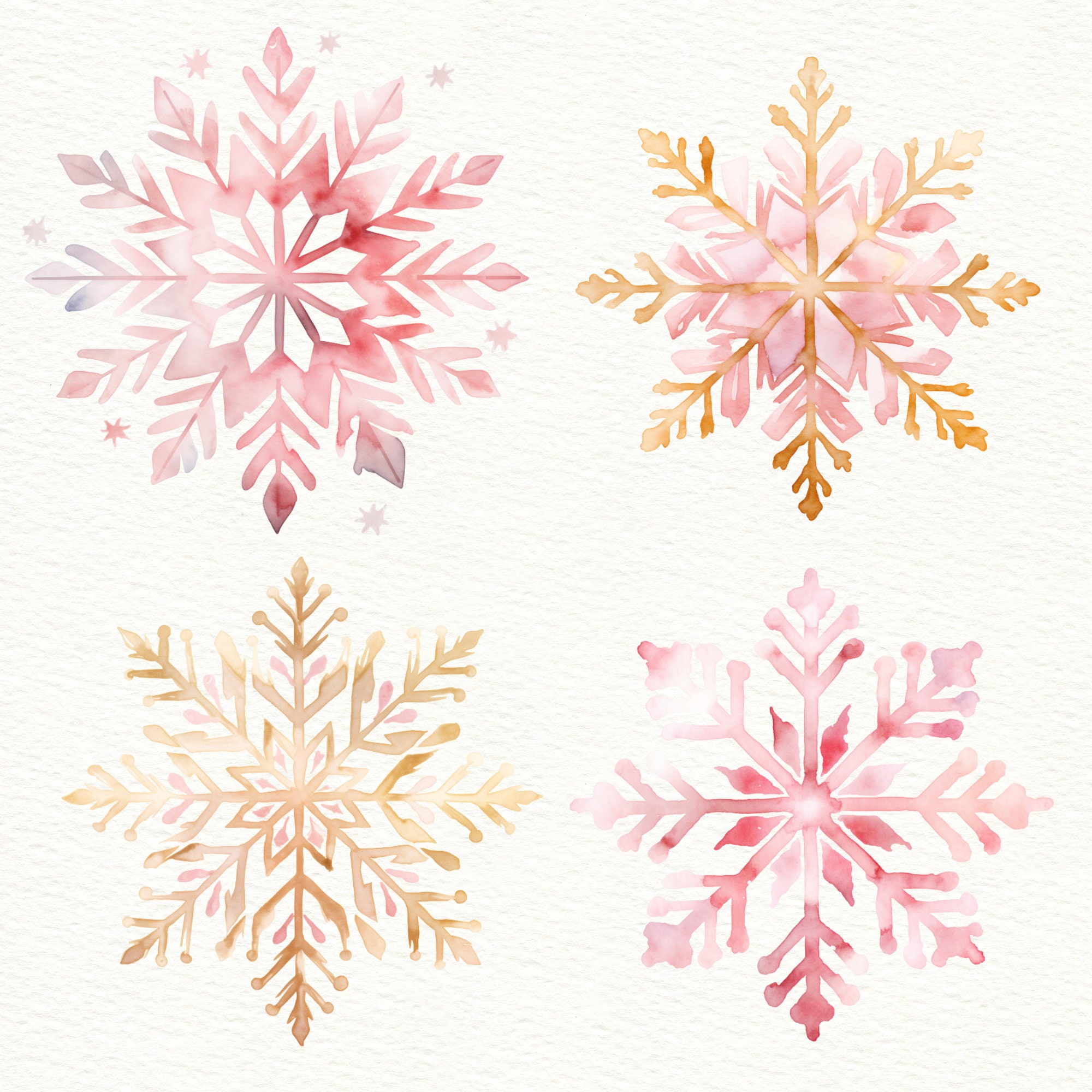 Snowflake Clipart, Pink Snowflake PNG, Gold Snowflake Clipart, Winter ...