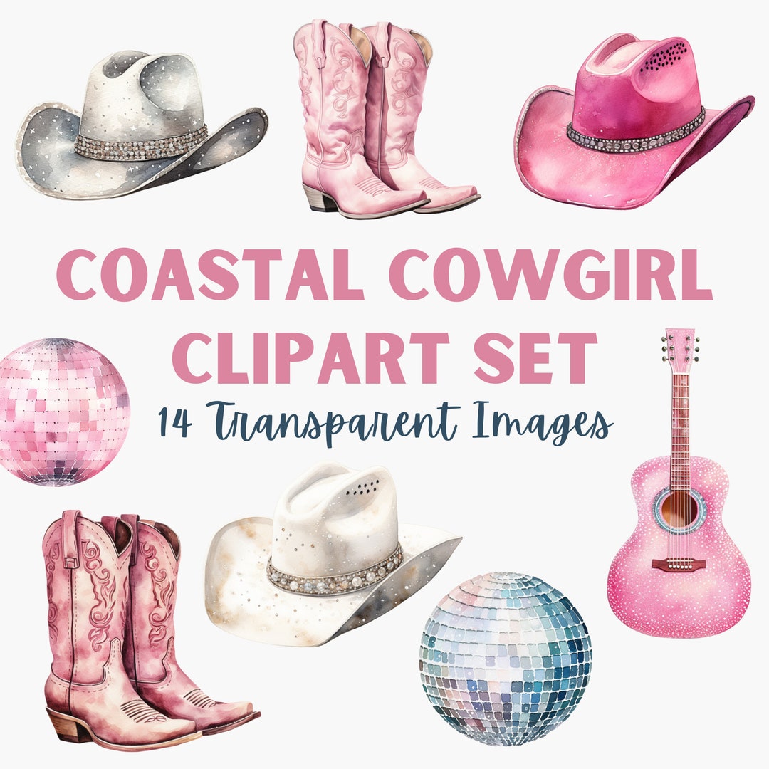 Watercolor Cowgirl Clipart Bundle: Boots, Hats, Guitars (digital ...