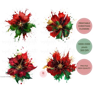 20 Printable Christmas Flowers Clipart Bundle 4, High Quality, Digital ...