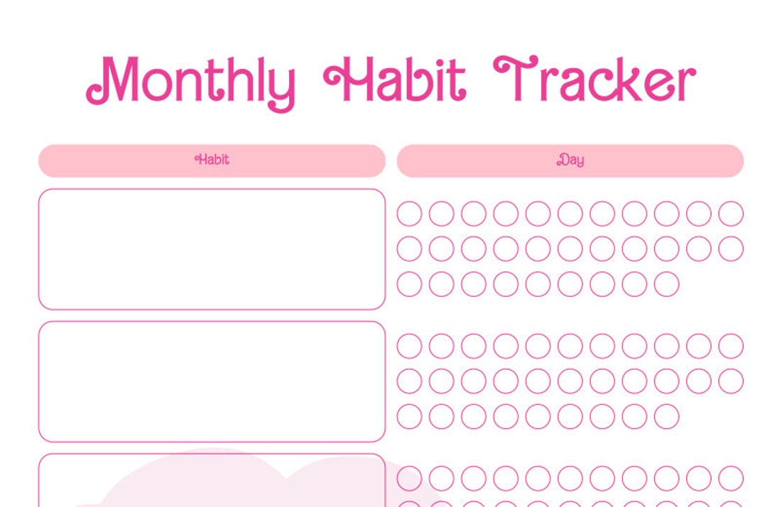 Barbie Pink Monthly Habit Tracker Printable - Etsy