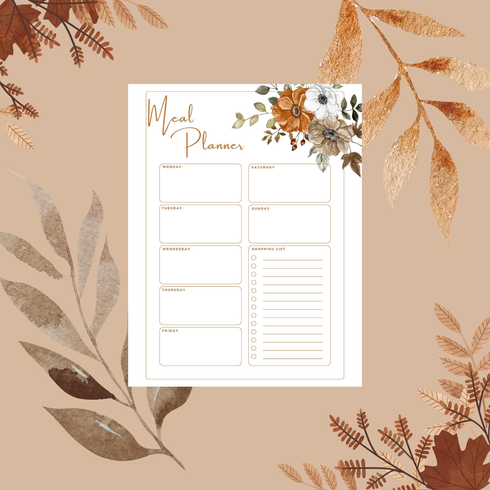 Boho Printable Weekly Meal Planner Simple Neutral Weekly Checklist ...