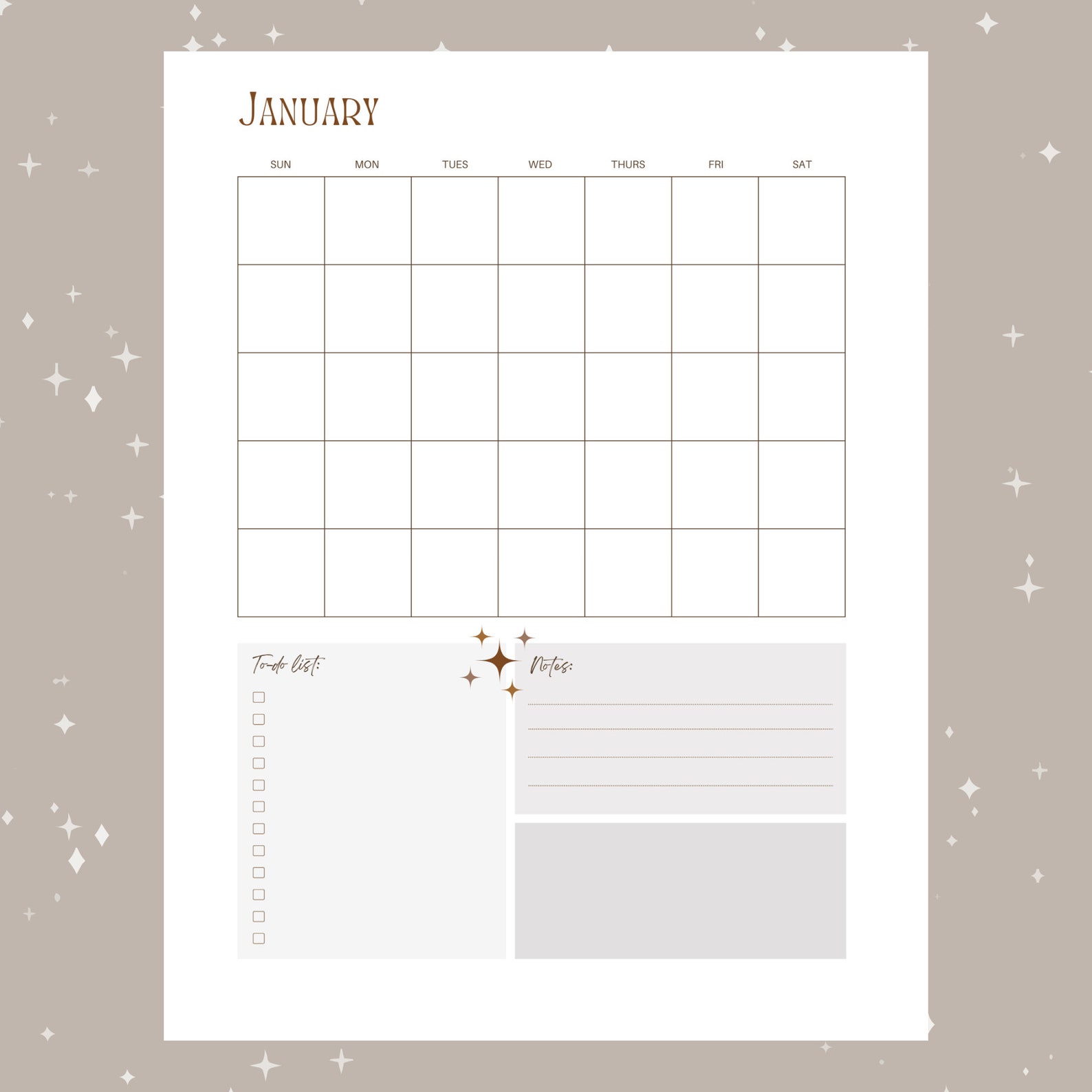 Printable Minimalist Monthly Calendar - Etsy