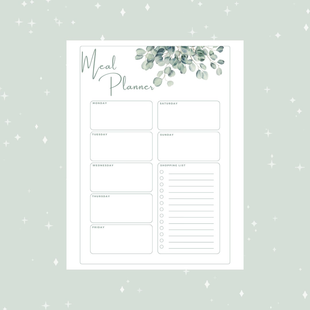 Boho Printable Weekly Meal Planner Simple Minimalist Neutral Weekly ...