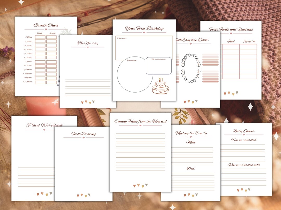 Printable Baby Book Over 100 Pages Bundle Minimalist Boho - Etsy