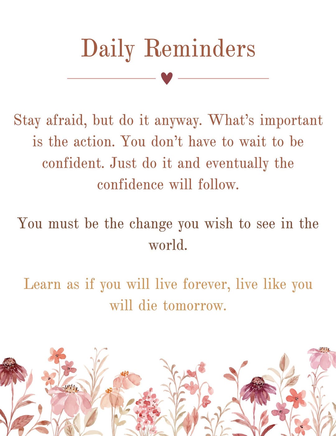 Daily Reminders Inspirational Quotes Printable - Etsy