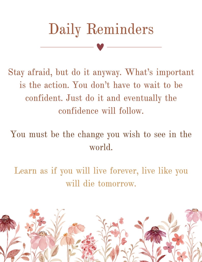 Daily Reminders Inspirational Quotes Printable - Etsy
