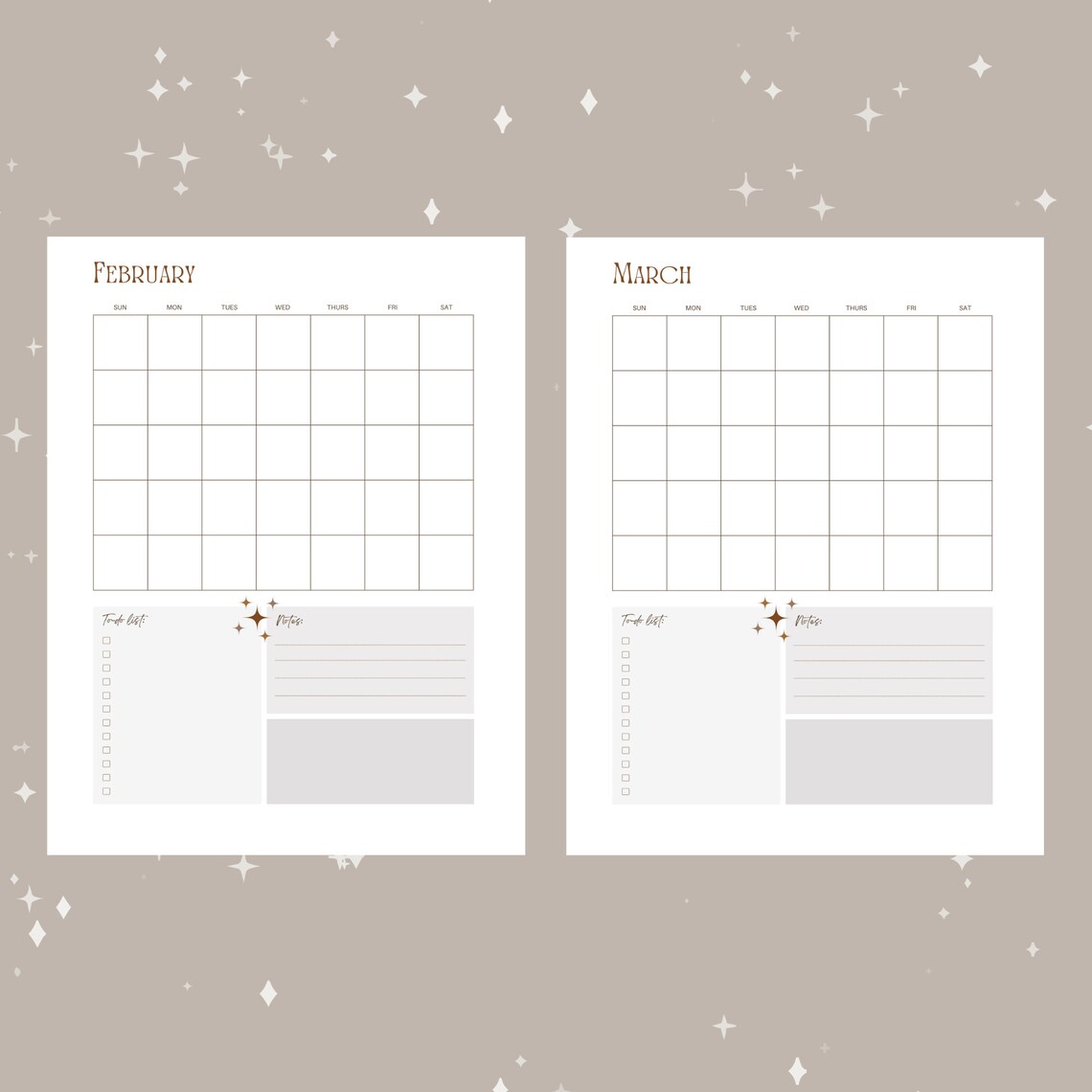 Printable Minimalist Monthly Calendar - Etsy