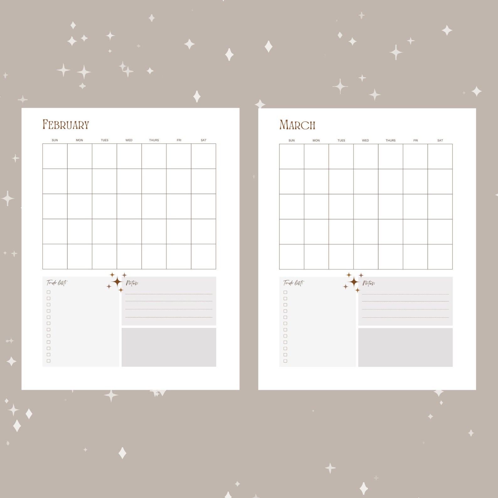 Printable Minimalist Monthly Calendar - Etsy