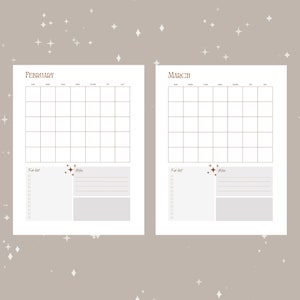 Printable Minimalist Monthly Calendar - Etsy