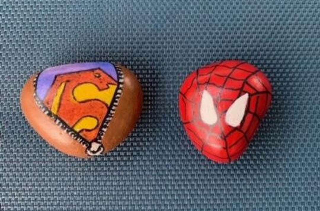 Hand Painted Super Hero Rocks. Superman and Spiderman. Free Shipping - Etsy