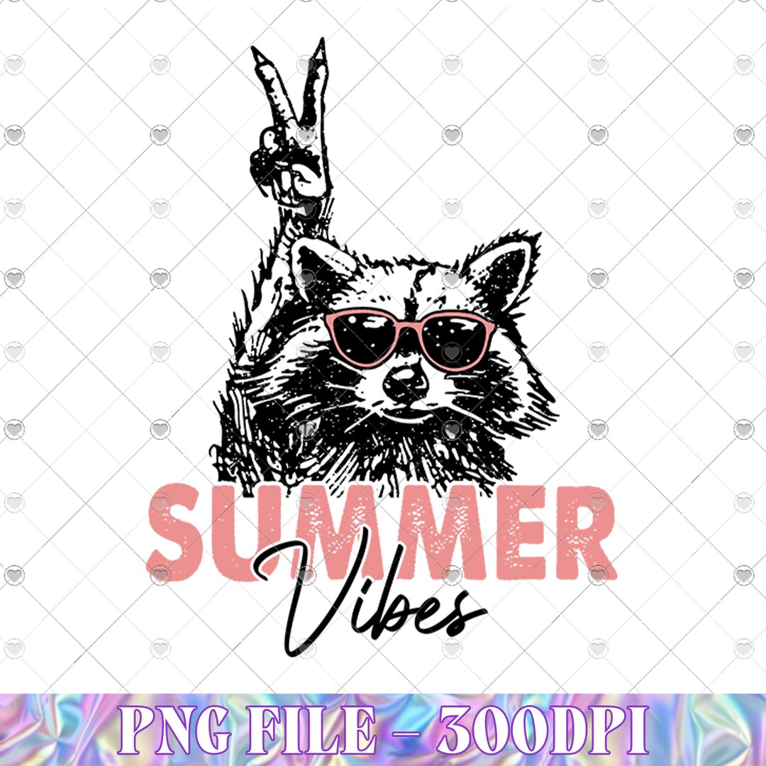 Summer Vibes Raccoon Digital Download Png, Summer Raccoon Png,funny ...