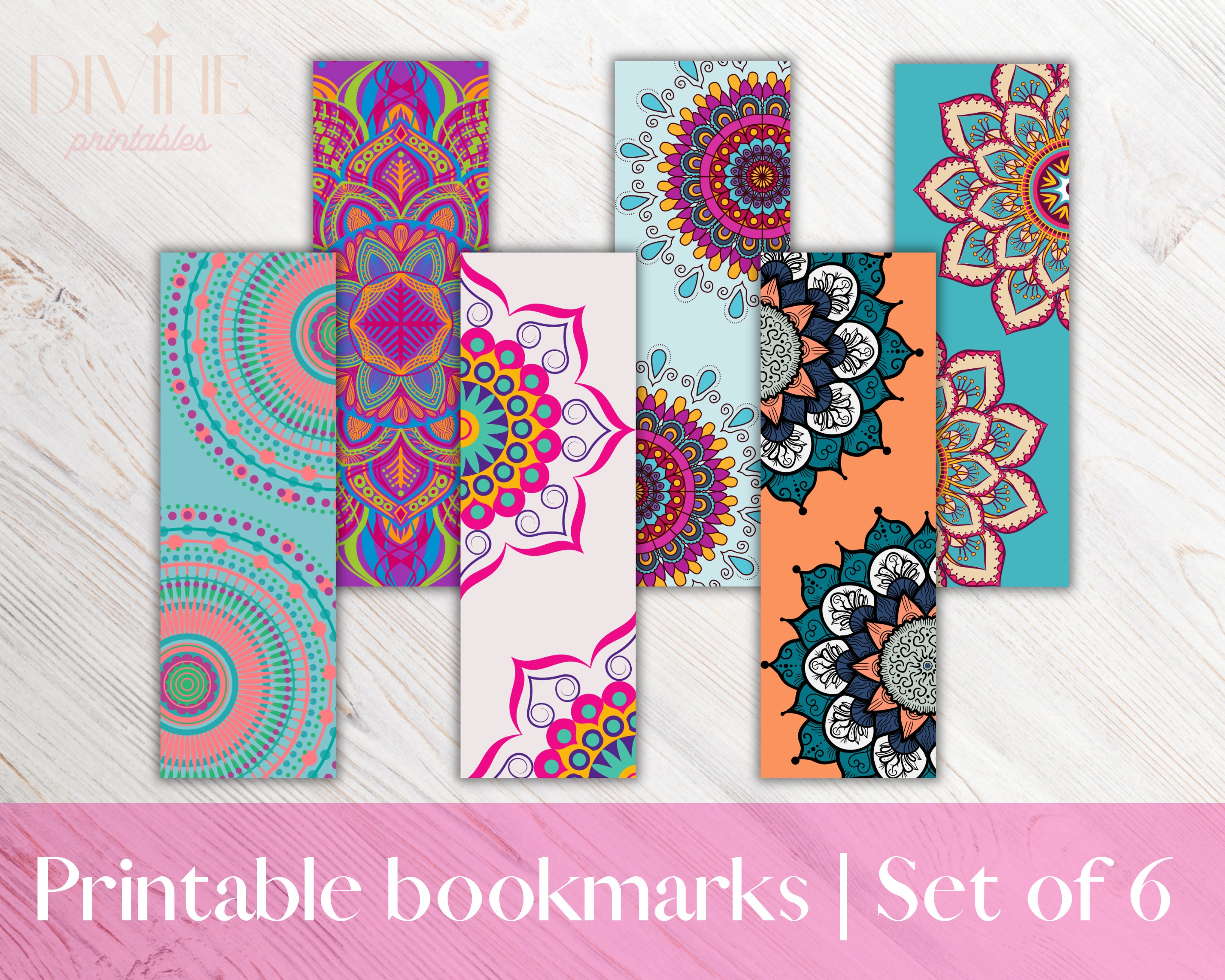 Printable Mandala Bookmarks, Downloadable Pdfs Containing 6 Designs for ...