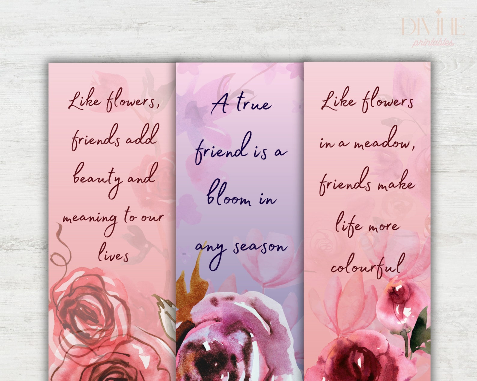 Friendship Quotes Printable Bookmarks, Downloadable PDF Containing 3 ...