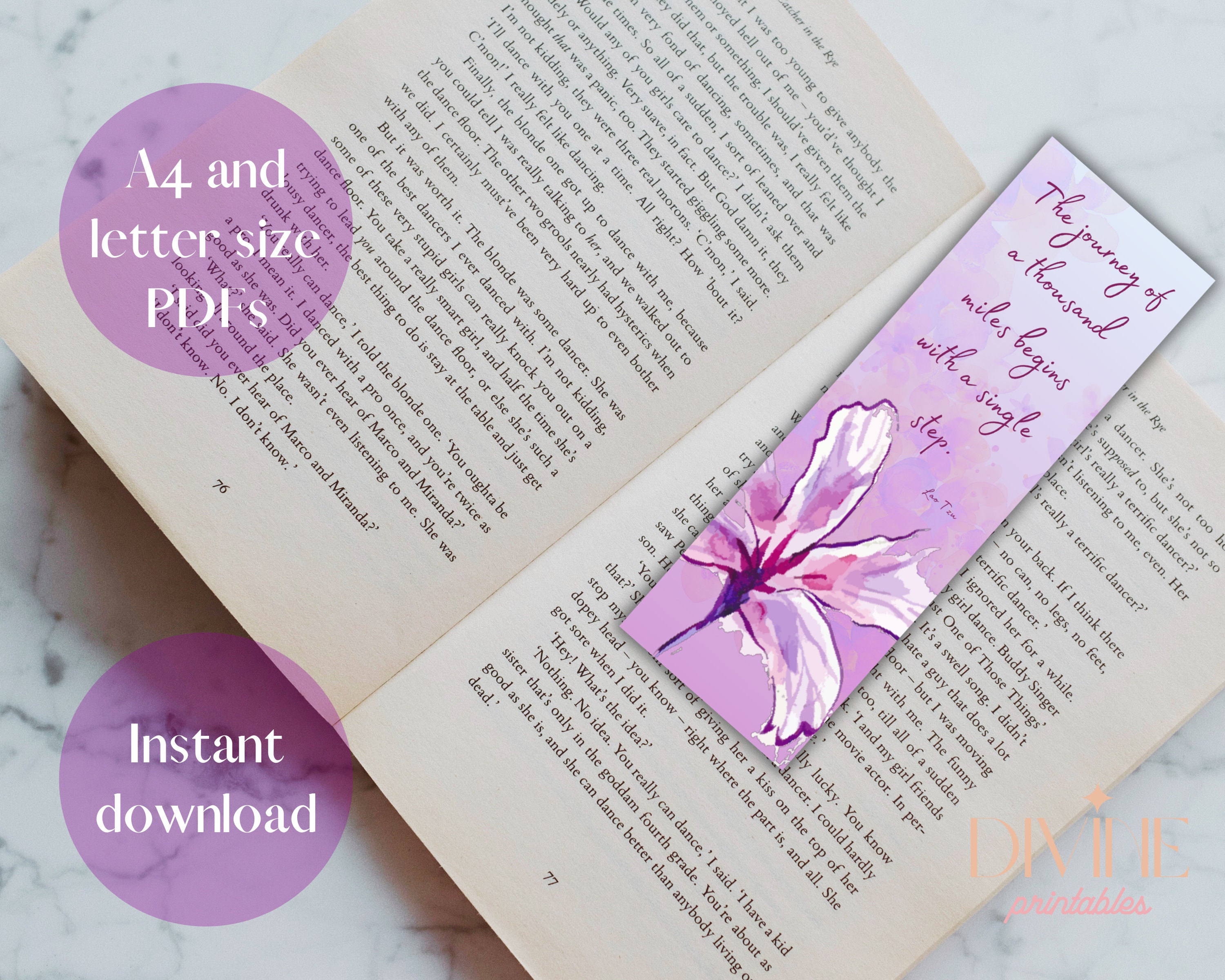 Printable Inspirational Quote Bookmarks, Downloadable PDF, Perfect Gift ...