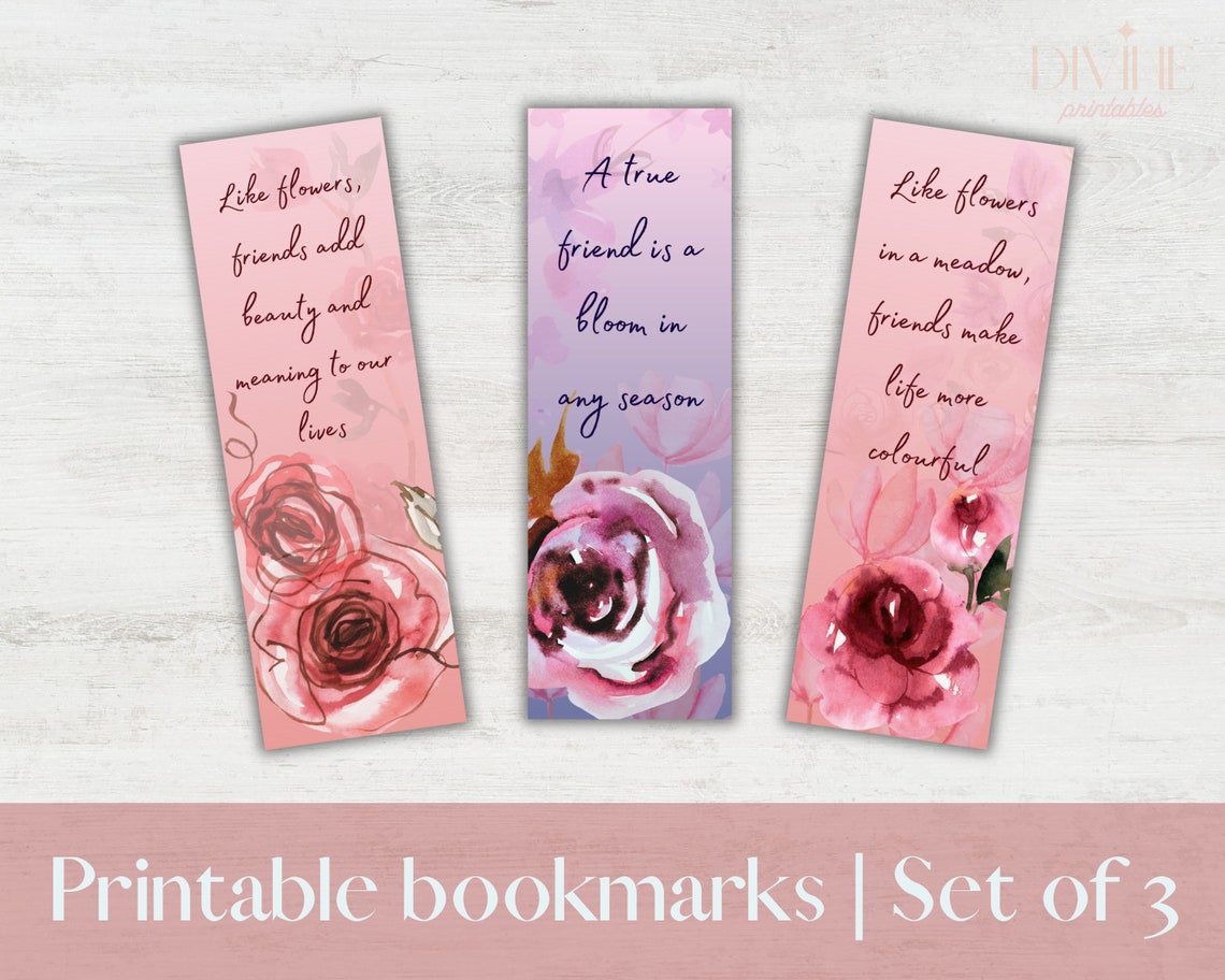 Friendship Quotes Printable Bookmarks, Downloadable PDF Containing 3 ...