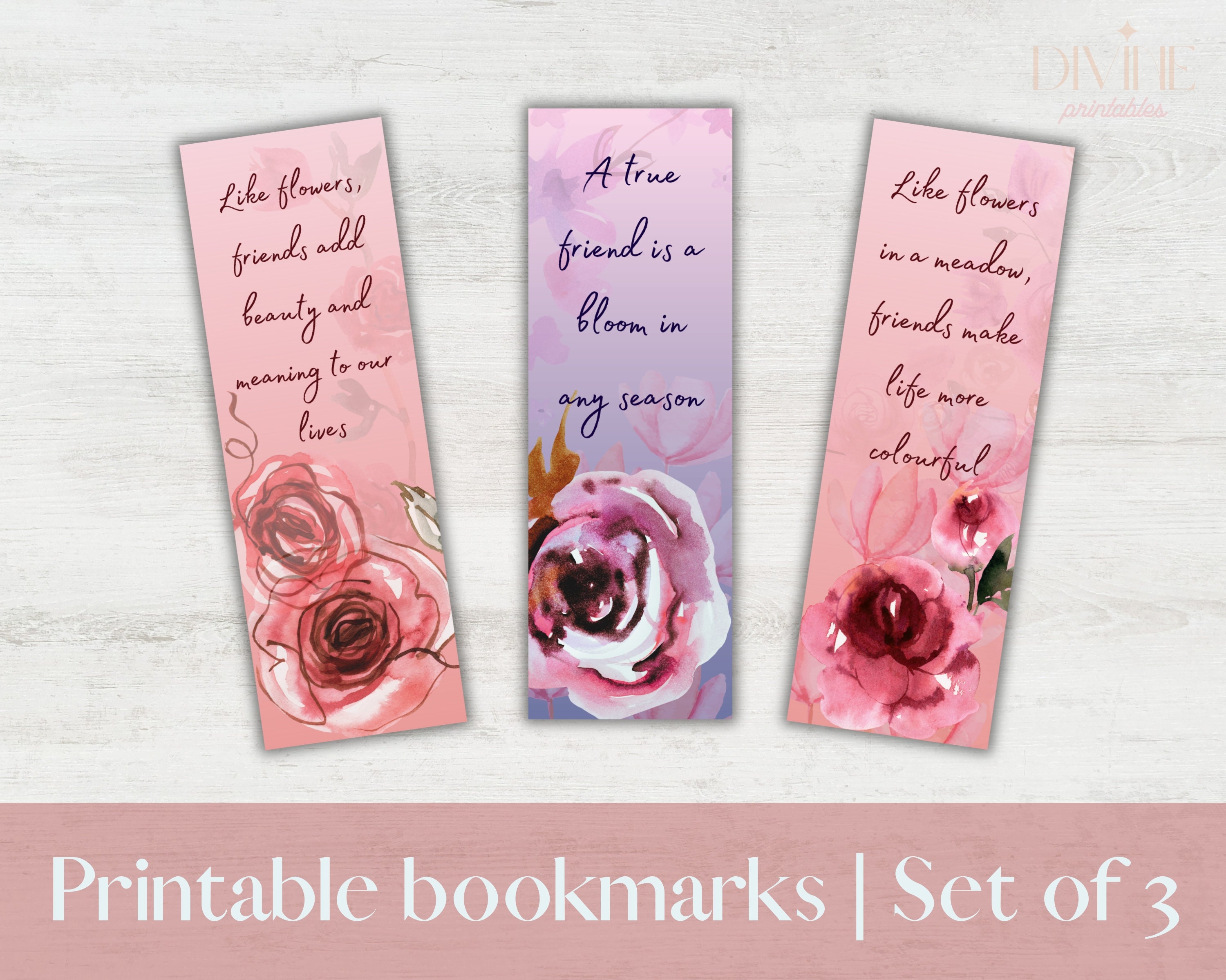 Friendship Quotes Printable Bookmarks, Downloadable PDF Containing 3 ...