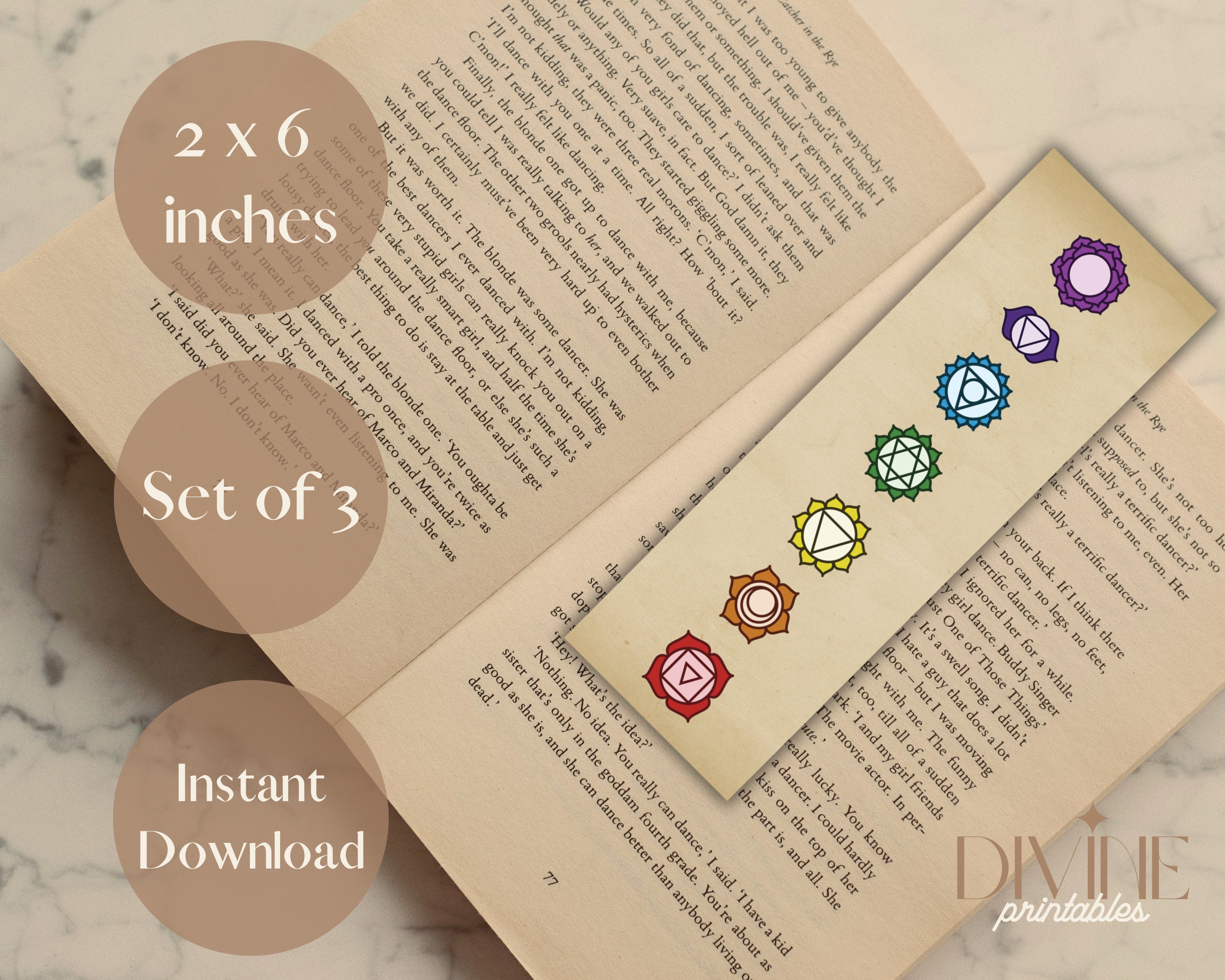 Set of 3 Printable Chakra Bookmarks, Downloadable PDF File Containing 3 ...