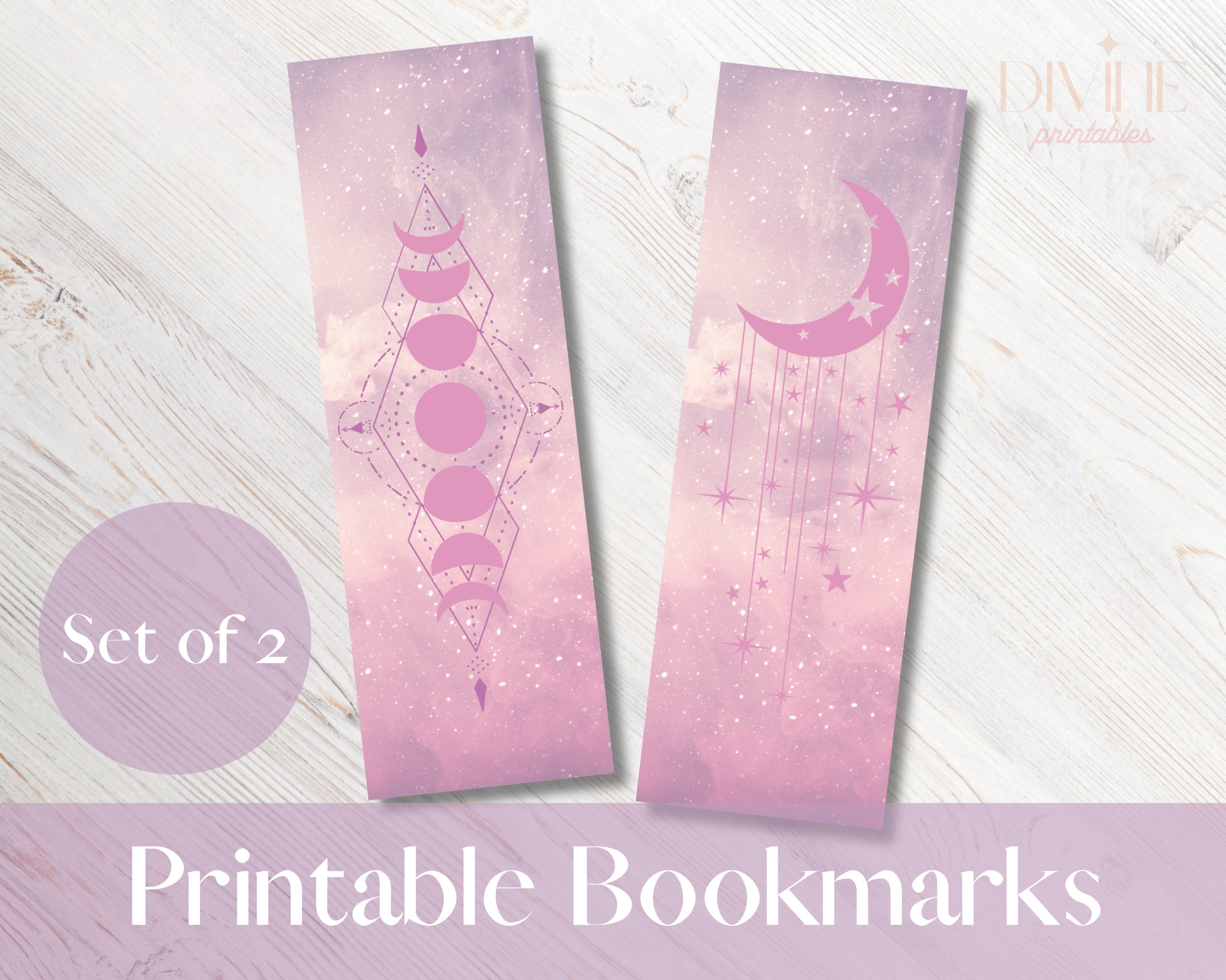 2 Printable Pink Bookmarks Downloadable PDF File Containing 2 - Etsy