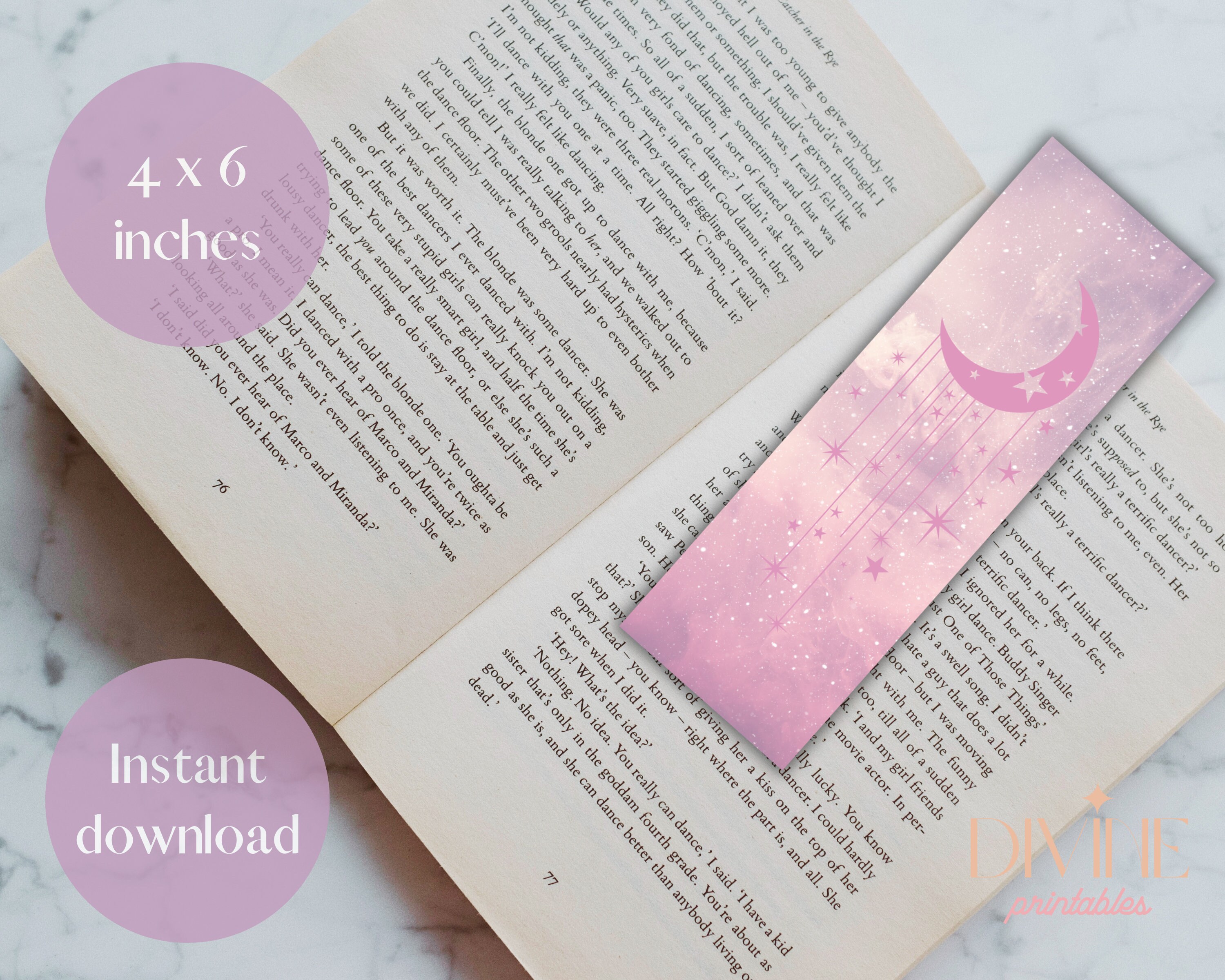 2 Printable Pink Bookmarks Downloadable PDF File Containing 2 - Etsy