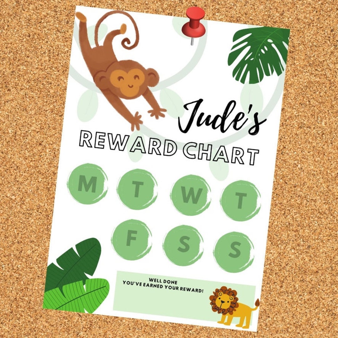 Reward Chart Customised Jungle Safari Theme A4 Kids Sticker Chart ...