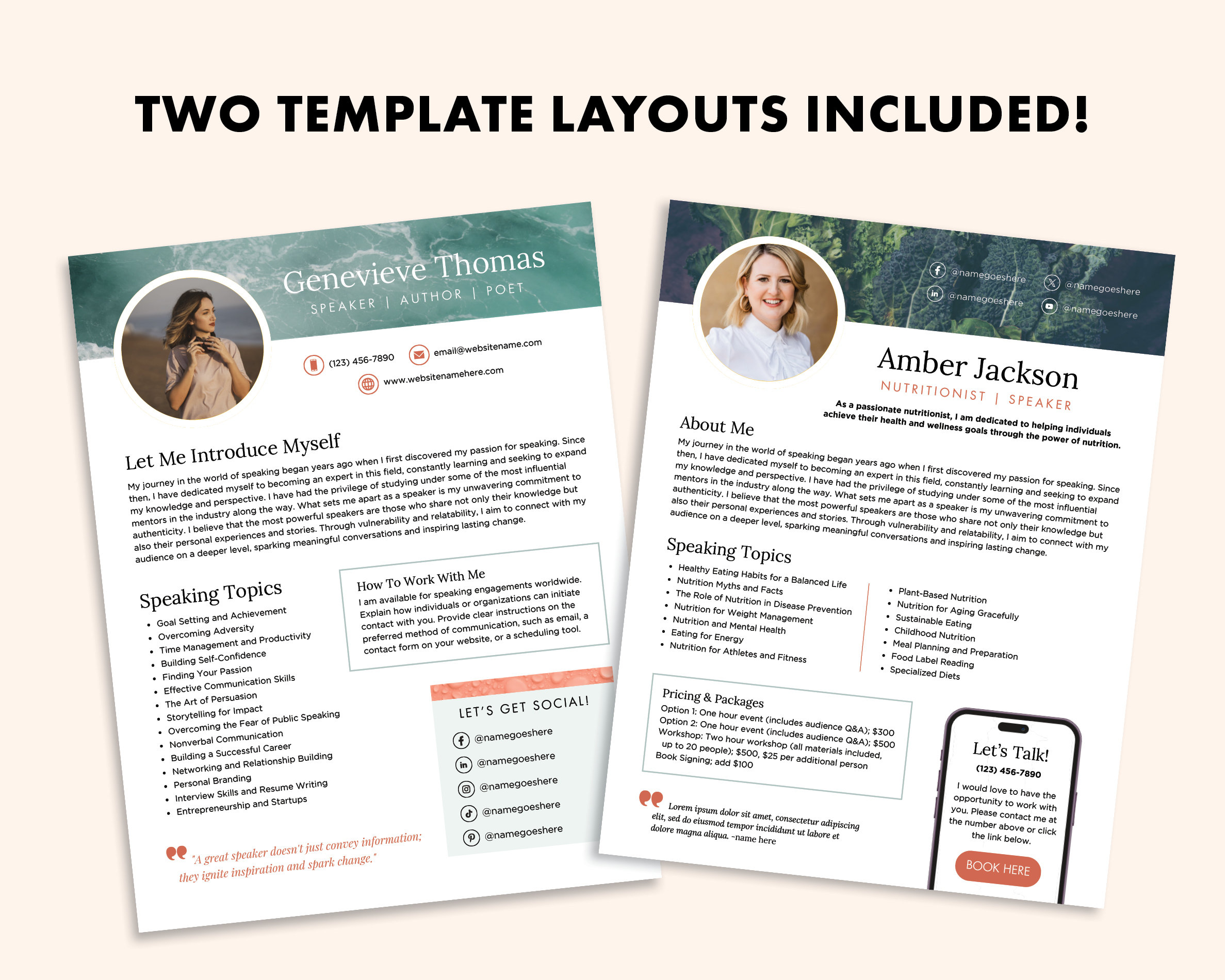 Speaker One Sheet, Speaker Sheet Canva Template, Professional Speaker ...