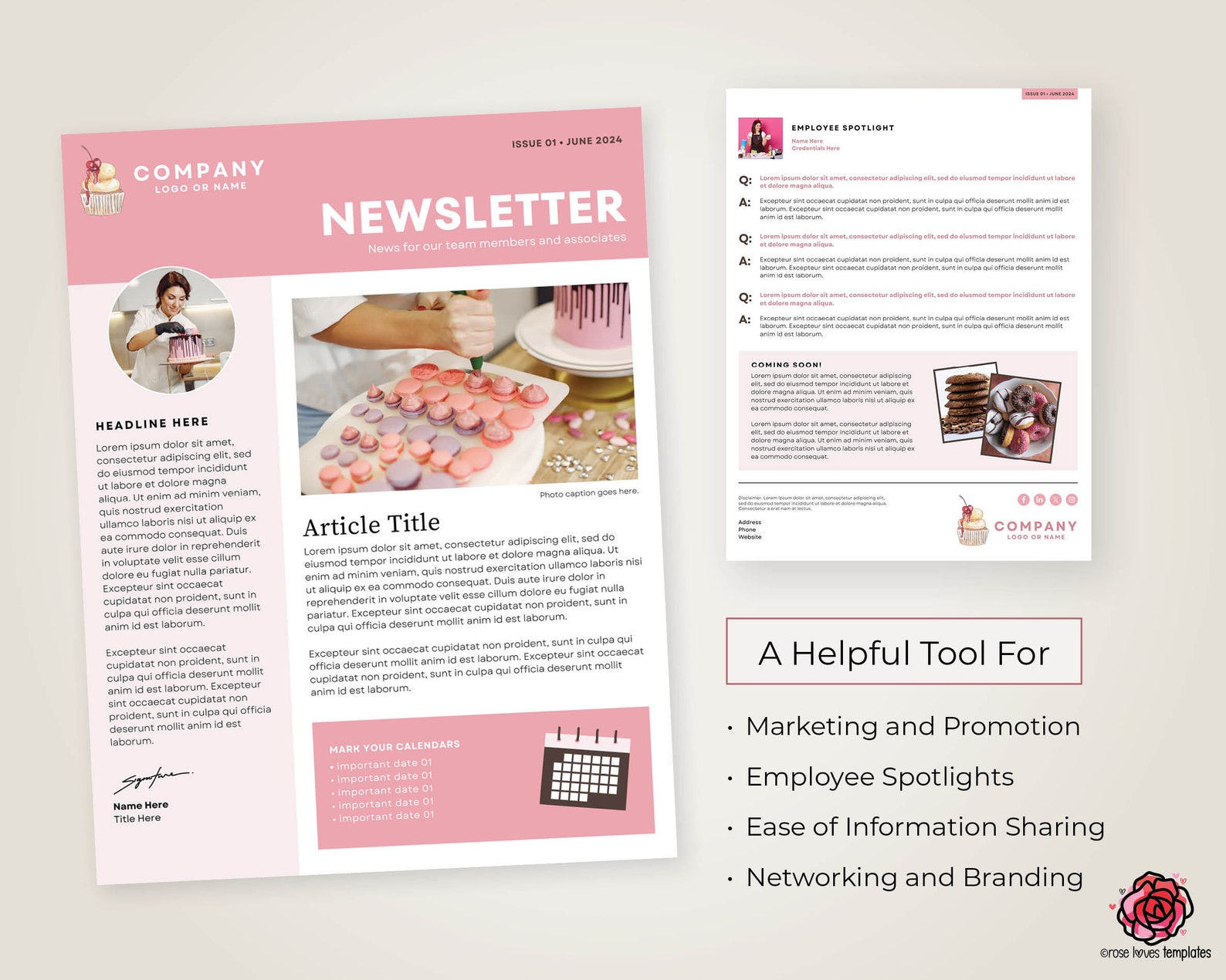 Bakery Business Newsletter Template, Canva Newsletter Template Editable ...