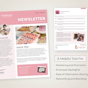 Bakery Business Newsletter Template, Canva Newsletter Template Editable ...