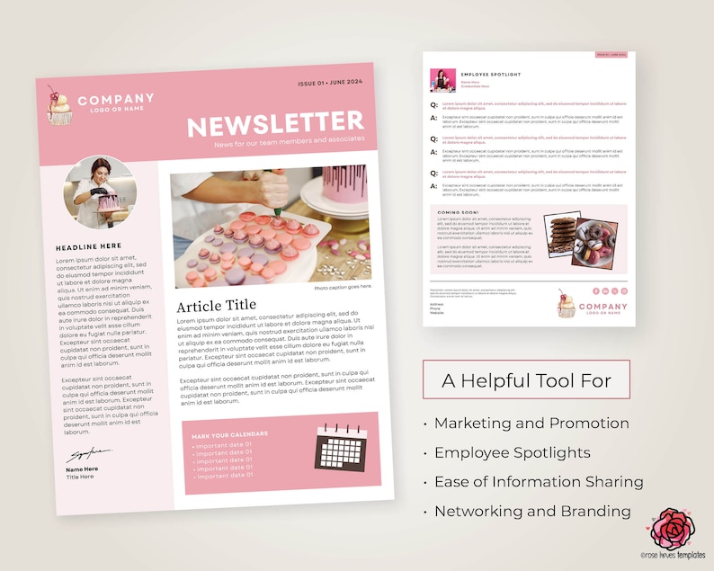 Bakery Business Newsletter Template, Canva Newsletter Template Editable, Cafe Company Brochure ...