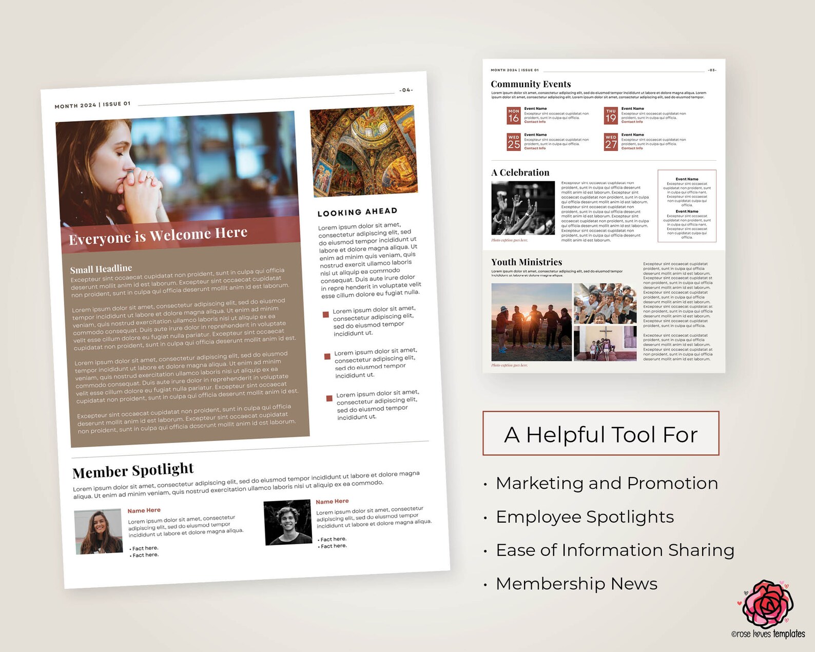 Editable Church Newsletter Template: Parish News Bulletin (canva) - Etsy