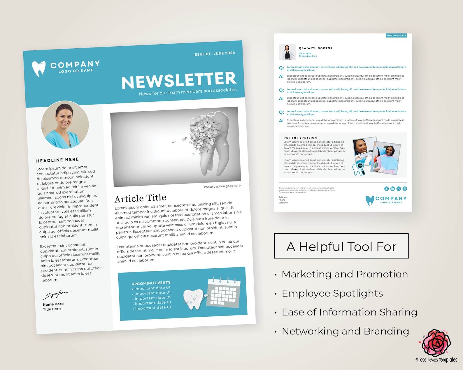 Dental Office Newsletter Template: Editable Canva Layout (8.5x11) - Etsy