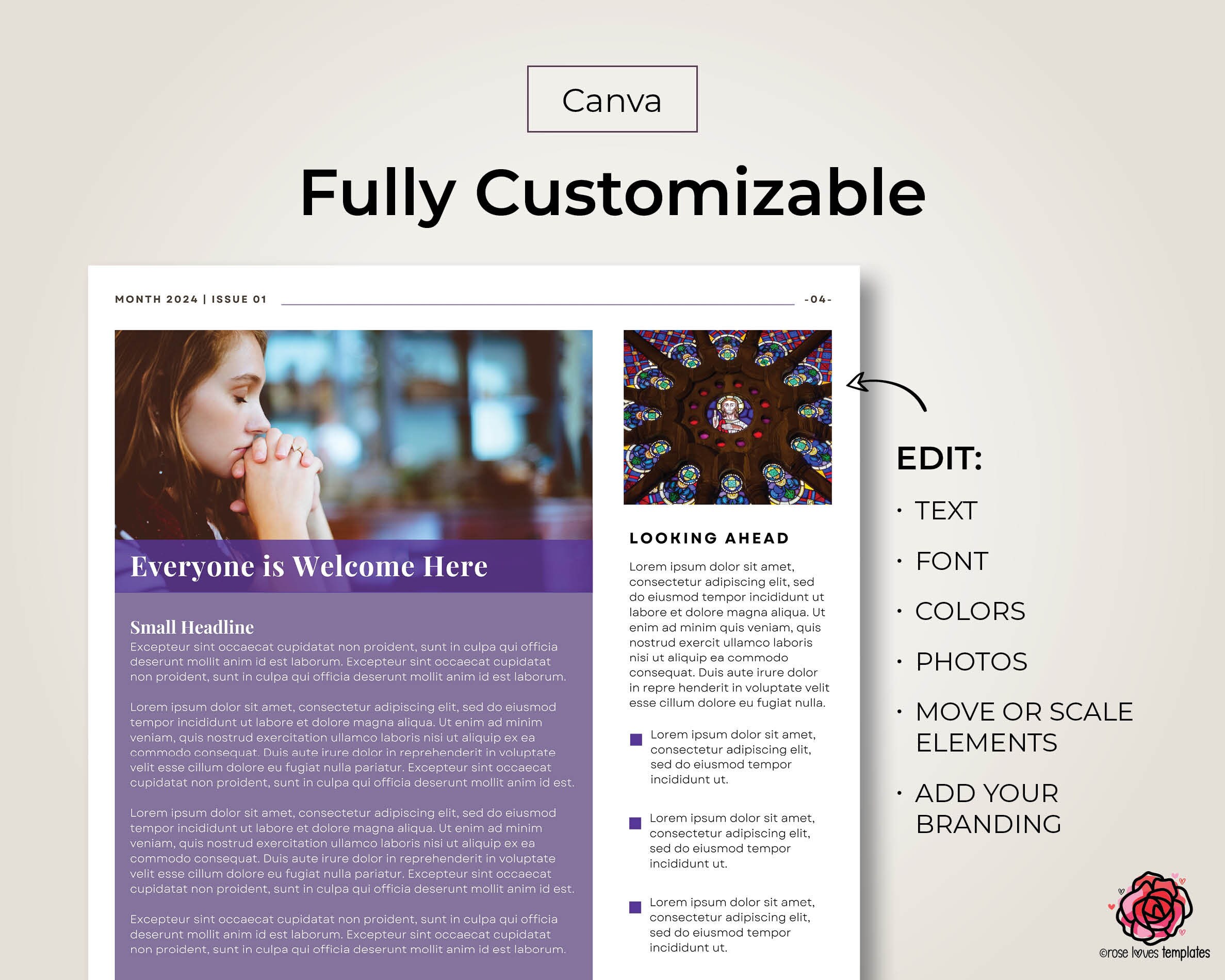 Editable Church Newsletter Template: Parish News Bulletin (canva) - Etsy