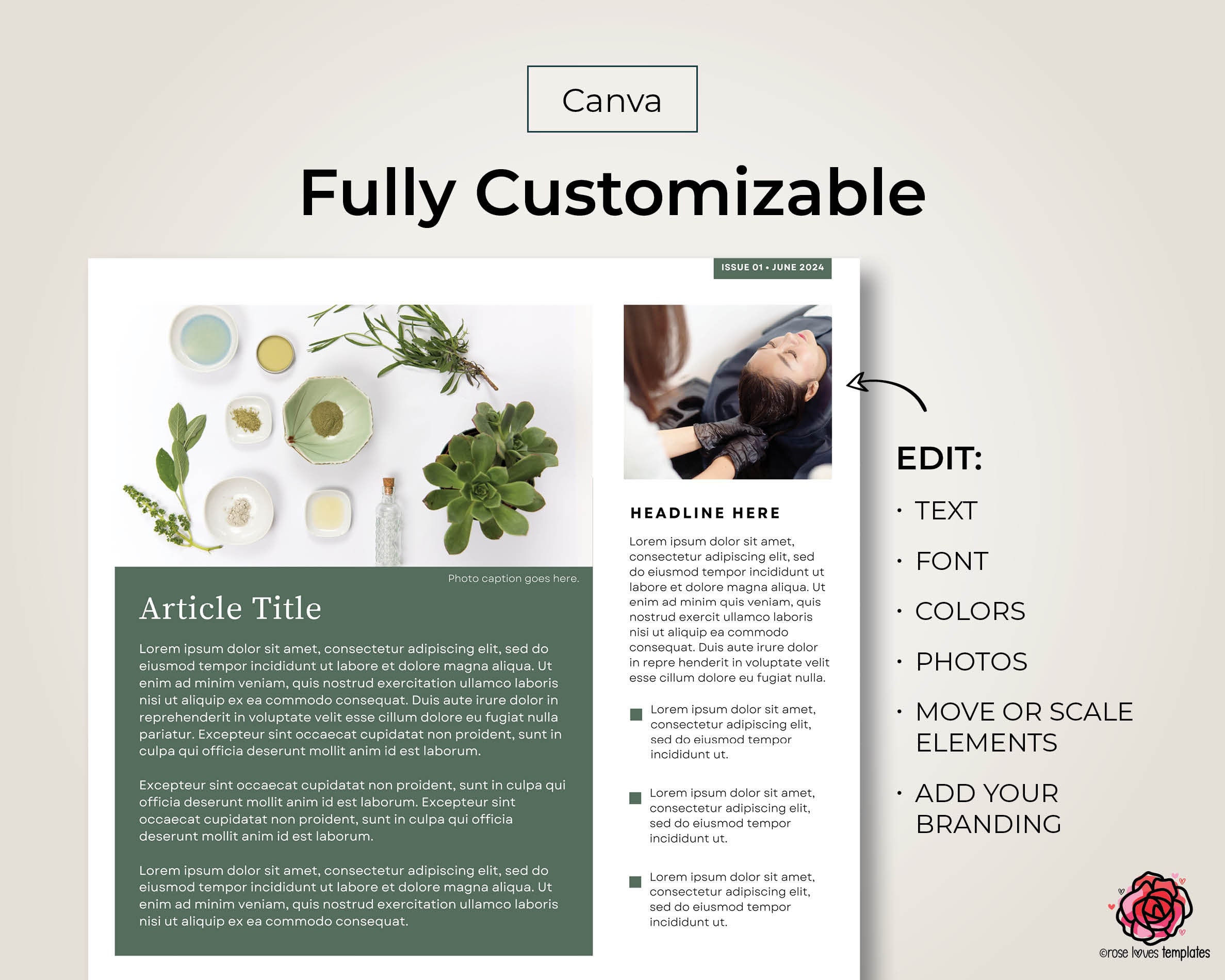 Medical Spa Newsletter Template, Canva Newsletter Template Editable ...