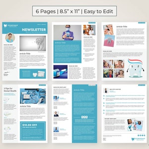 Dental Office Newsletter Template: Editable Canva Layout (8.5x11) - Etsy