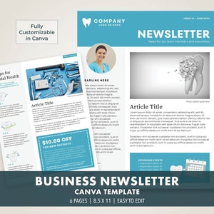 Dental Office Newsletter Template: Editable Canva Layout (8.5x11) - Etsy