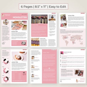 Bakery Business Newsletter Template: Editable Cafe Brochure (canva) - Etsy