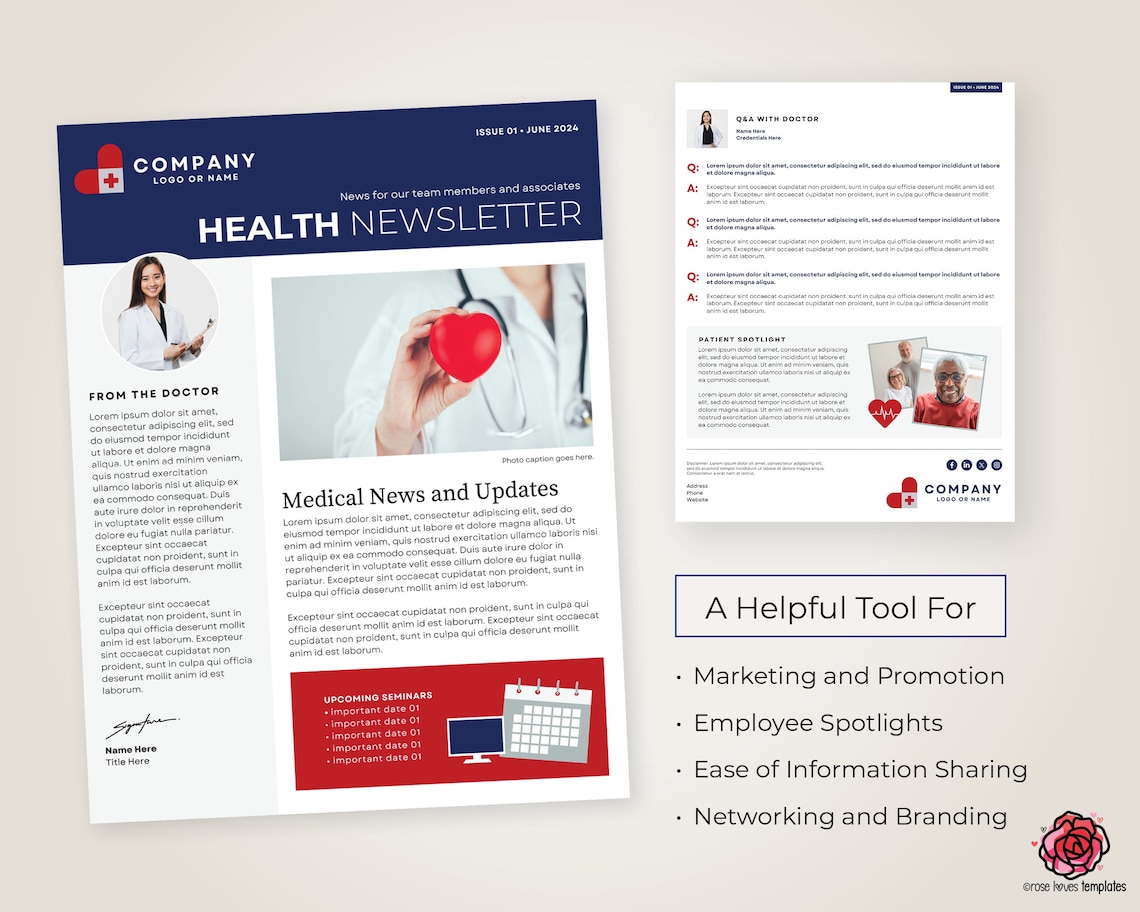 Medical Newsletter Template: Doctor Office, Editable Canva (8.5"x11 ...