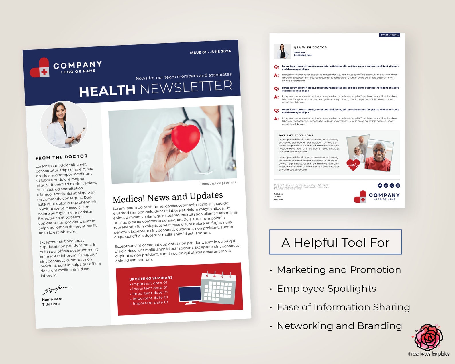 Medical Newsletter Template: Doctor Office, Editable Canva (8.5"x11 ...