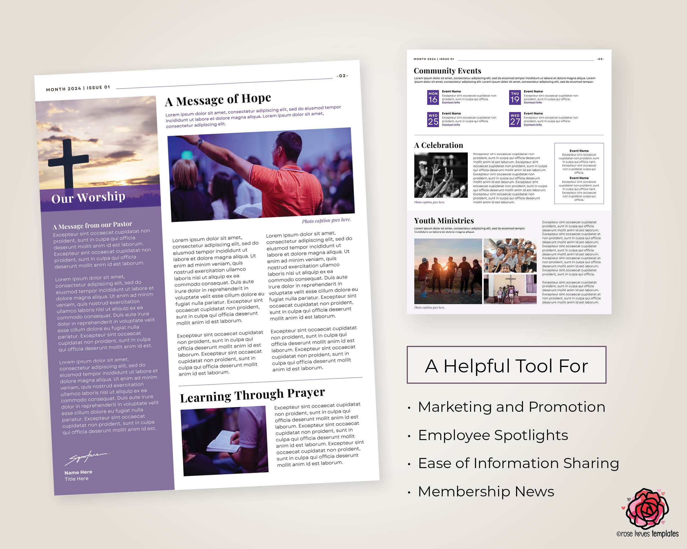 Editable Church Newsletter Template: Parish News Bulletin (canva) - Etsy