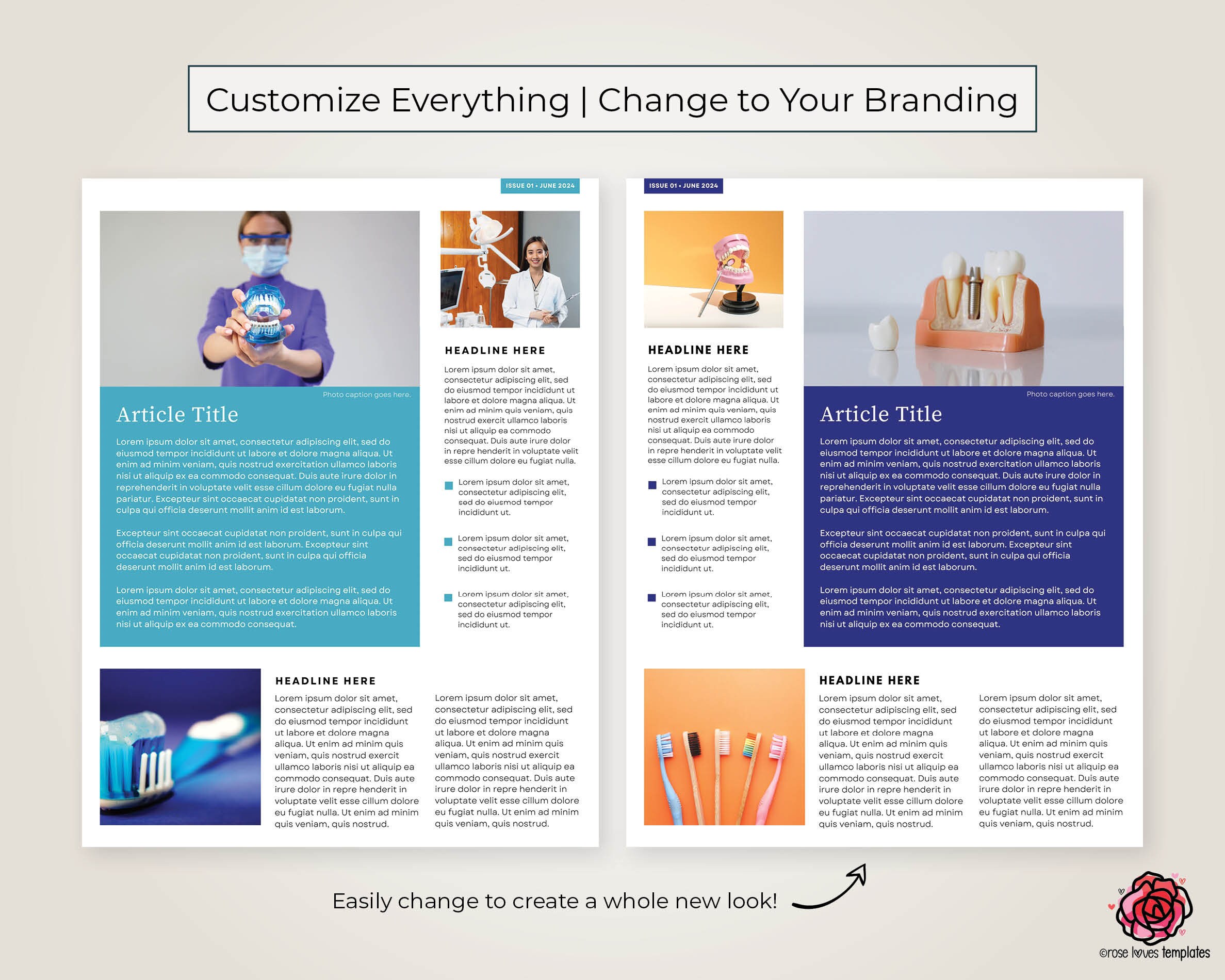 Dental Office Newsletter Template: Editable Canva Layout (8.5x11) - Etsy