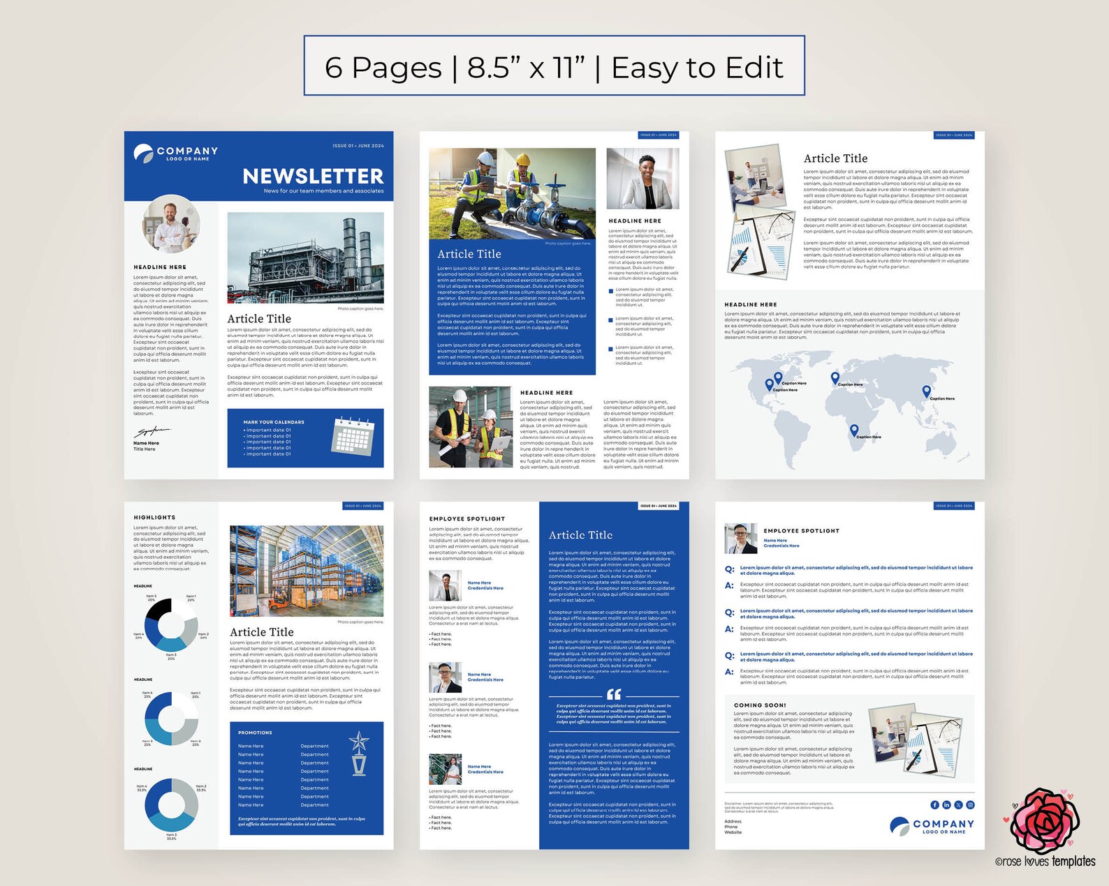 Editable Business Newsletter Template: 6-page Canva Layout (8.5x11) - Etsy