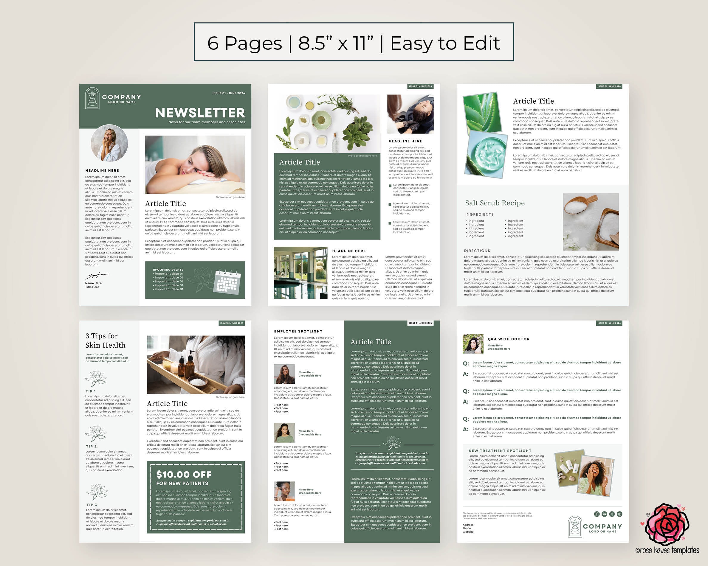Medical Spa Newsletter Template, Canva Newsletter Template Editable ...